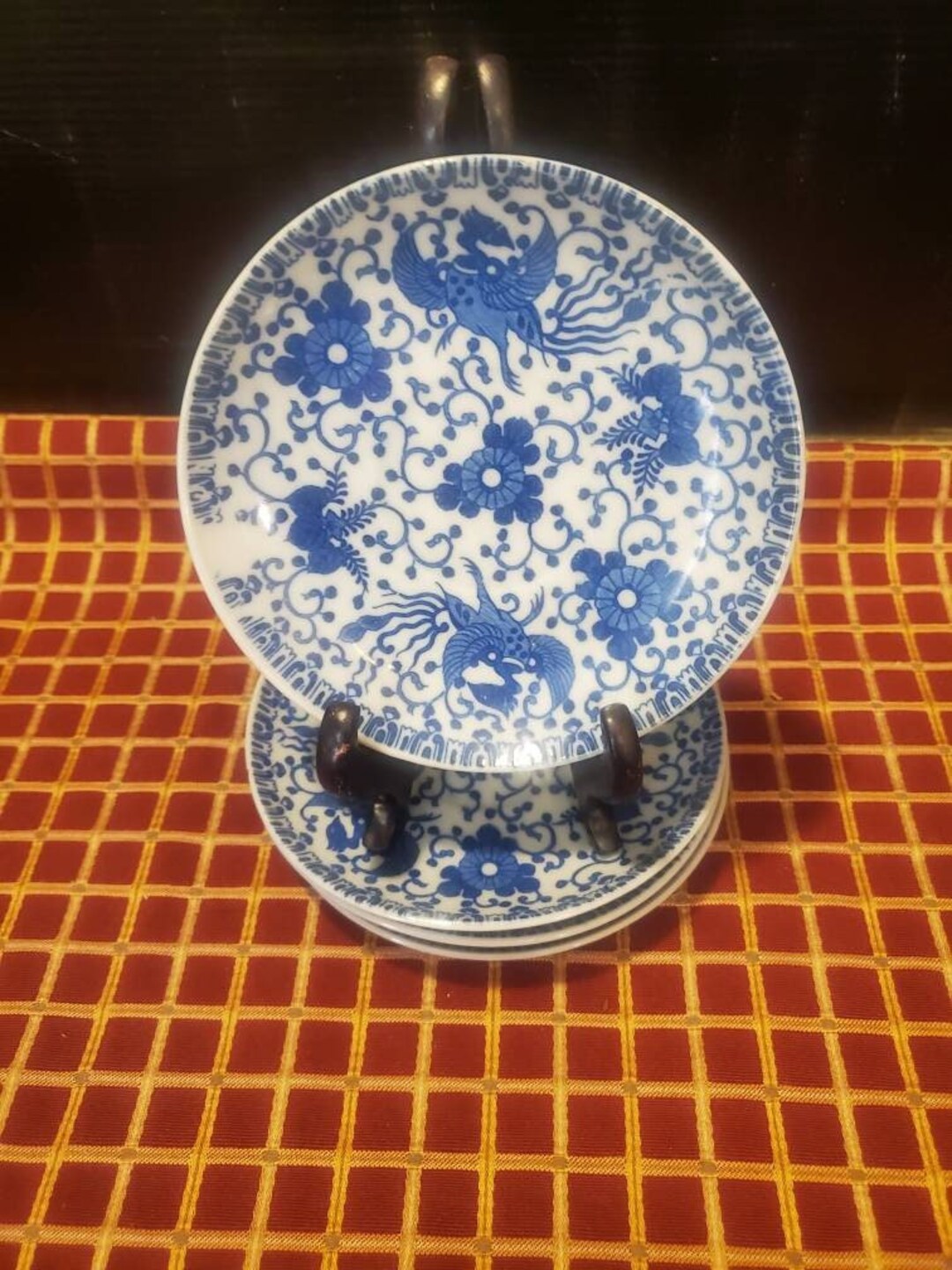 4 Antique, Nippon, Japan, Phoenix Bird, by Green China, Blue Oriental ...