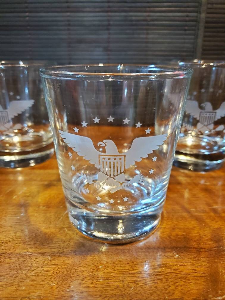 7 Vintage Etched Glass Eagle With Shield Patriotic Double - Etsy