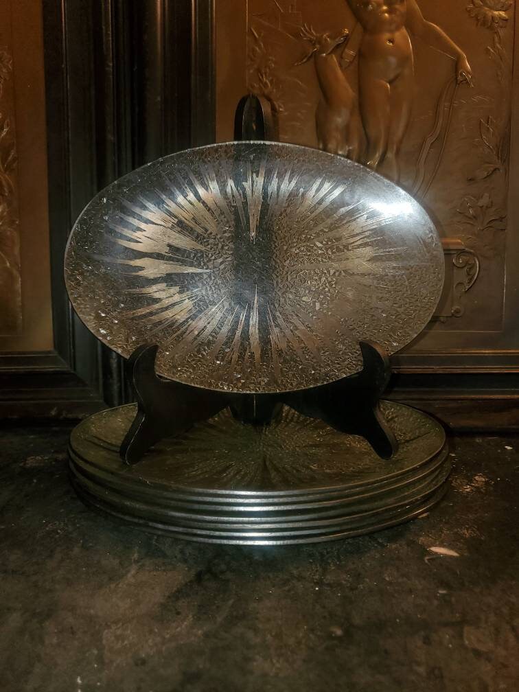 8 Vintage MCM Atomicoval Applied Gold Leafing Dessert - Etsy