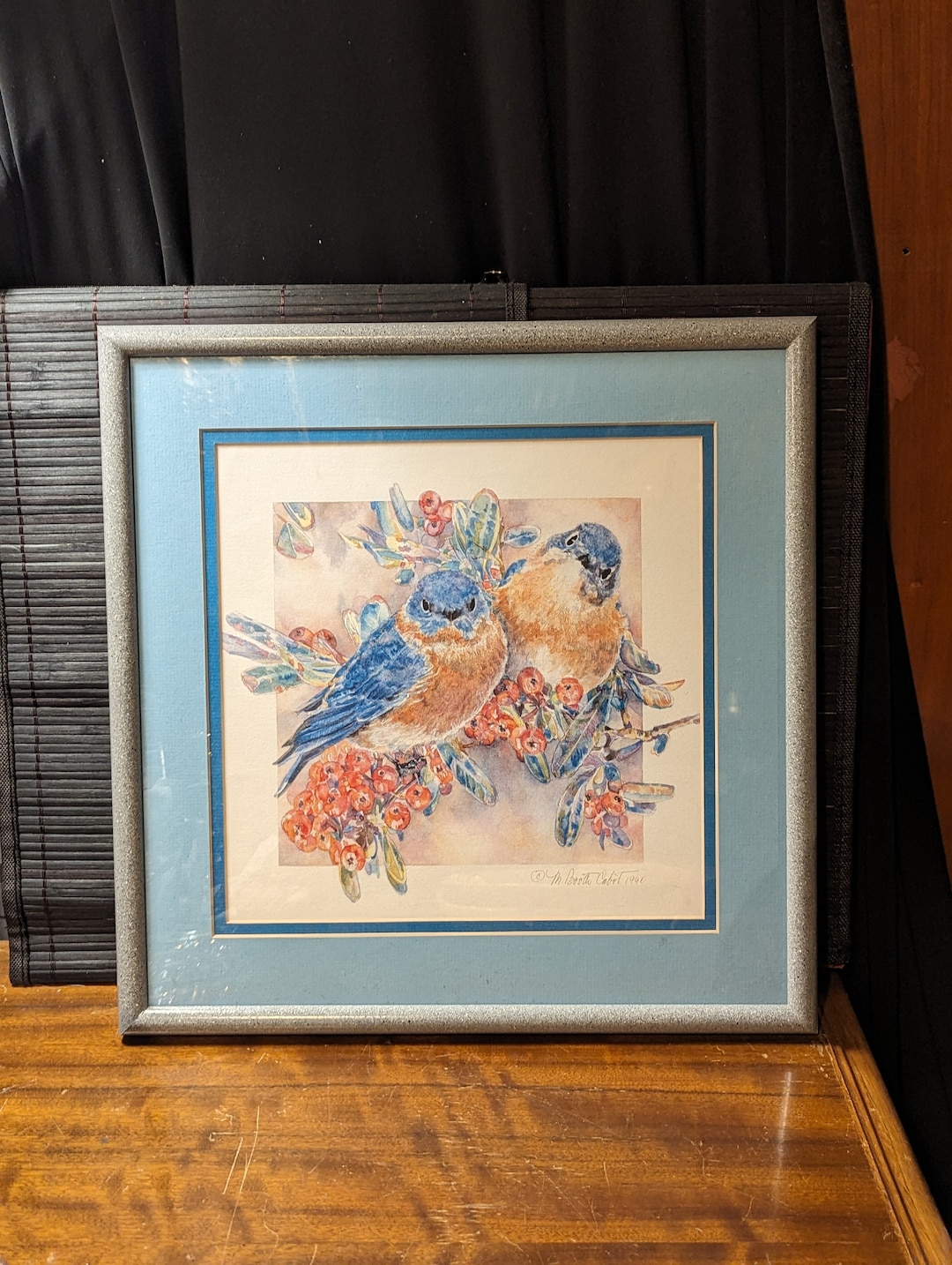 Vintage, 1990, Bluebirds, by Mary Booth Cabot, Watercolor, Signed Print ...