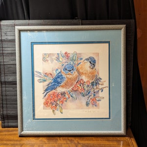 Vintage, 1990, Bluebirds, by Mary Booth Cabot, Watercolor, Signed Print ...