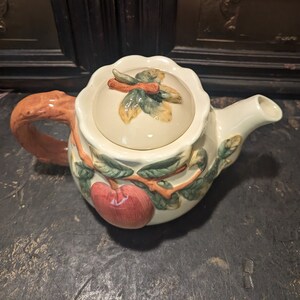 Vintage, CBK , Ceramic, Raised Apple, Covered Teapot, Twig Handle,and ...
