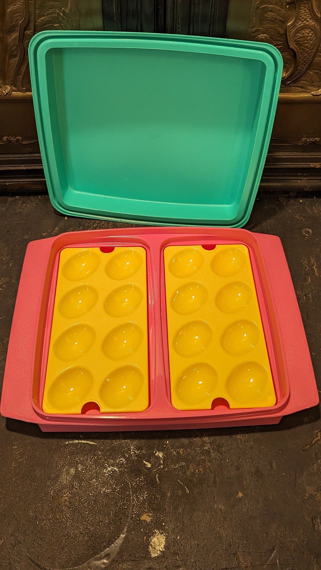 Vintage, Tupperware, Pink and Green, Covered, Egg Storage Container, - Etsy