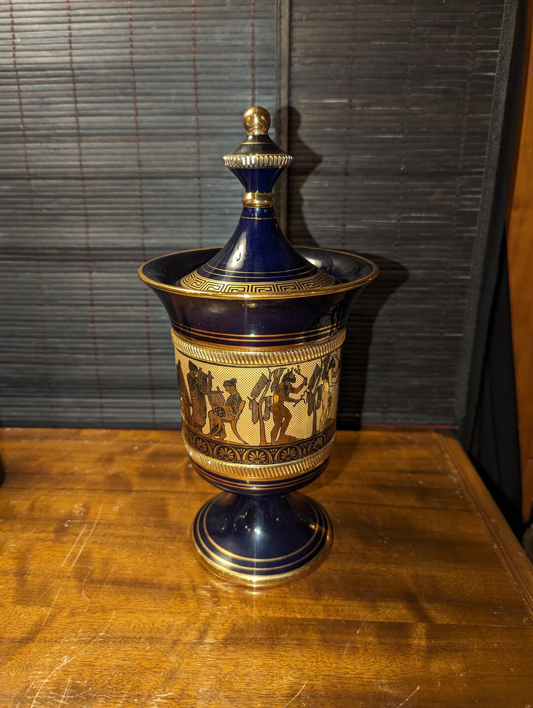 Vintage, by Spyropoulos, Greek, 24K Gold Accents, Covered, Urn, Chalice ...