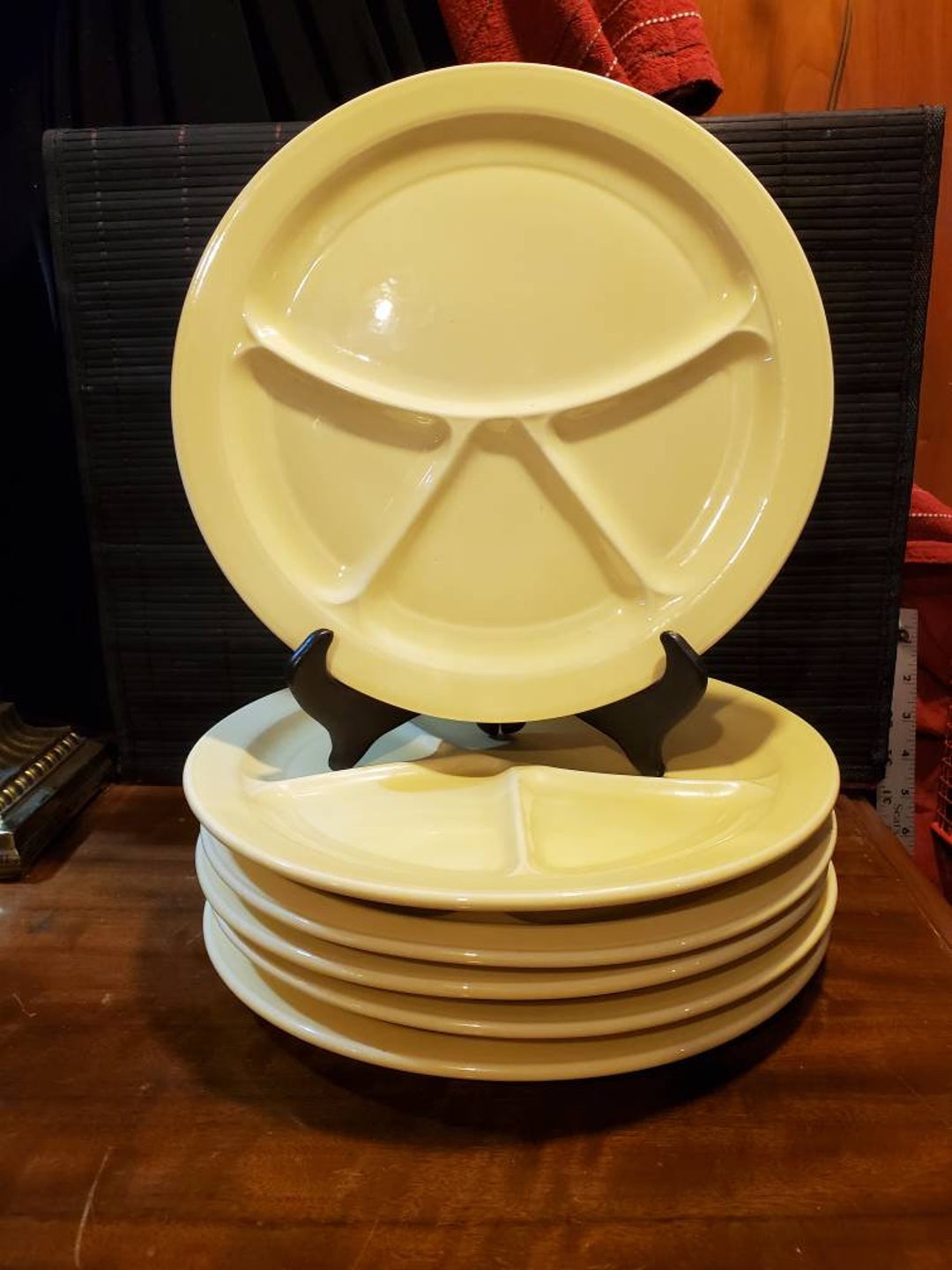 2 Vintage, Vernon Kilns, Early, California Pottery, Yellow, 4 Section ...