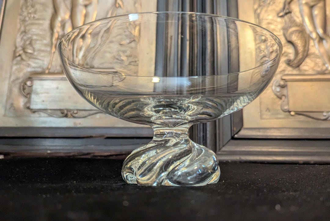 Vintage, Steuben Glass, Swirl Pedestal, Crystal Clear, Compote Dish ...