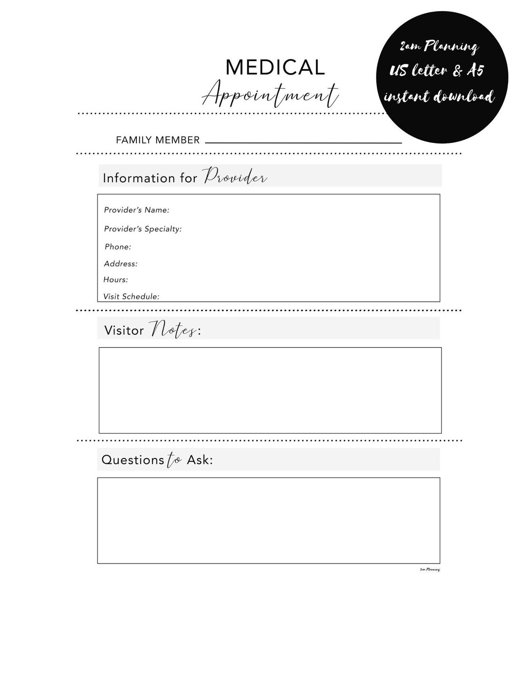 Printable Appointment Notes-medical - Etsy