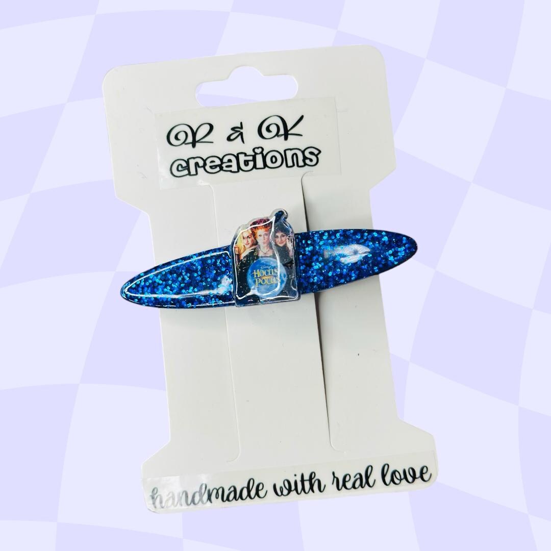1 Blue Hocus Pocus Resin Glitter Hair Clip Handmade - Etsy