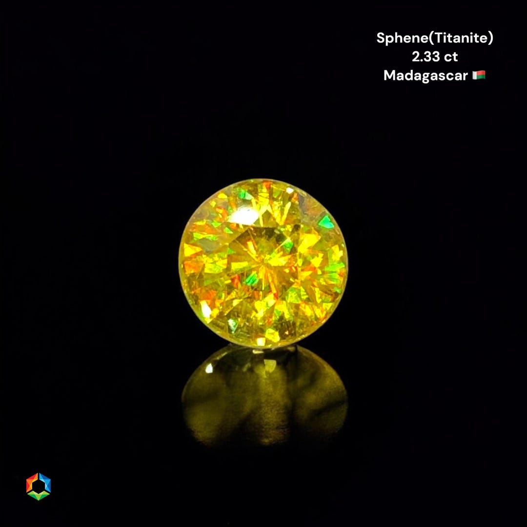 Beautiful Natural Sphene Titanite 2.33 Ct Round Gemstone Madagascar Yellow Gem Sphene Jewelry SI ...