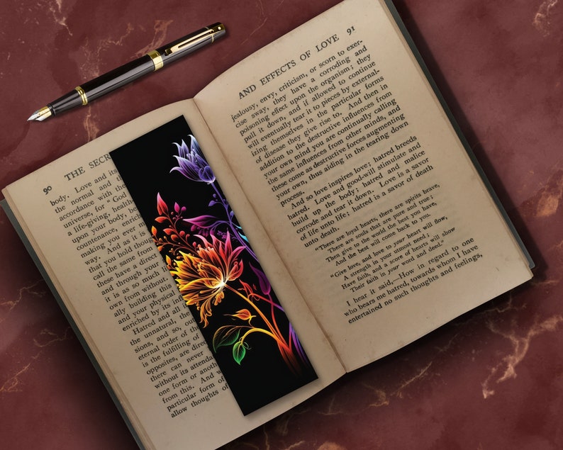 Neon Flower Bookmarks, Set of 10 Bookmarks, Floral Printable Bookmarks ...