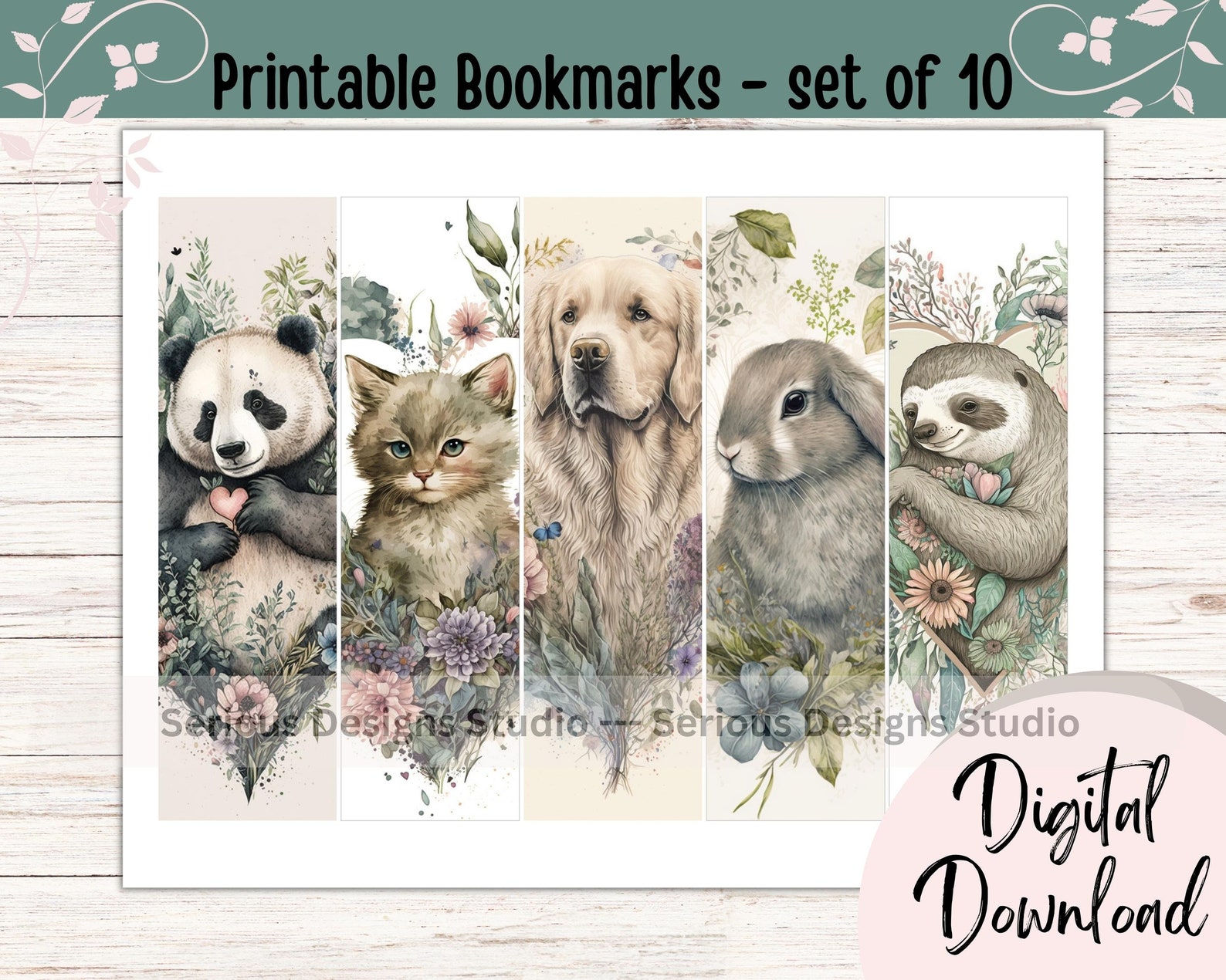 Adorable Animal Bookmarks Printable Watercolor Set Perfect for Animal ...
