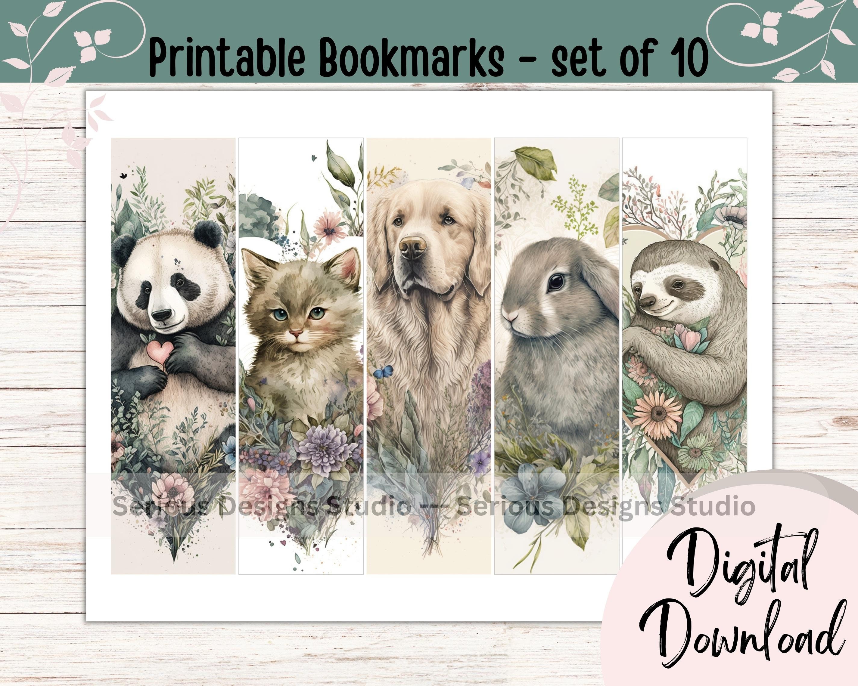 Adorable Animal Bookmarks Printable Watercolor Set Perfect for Animal ...