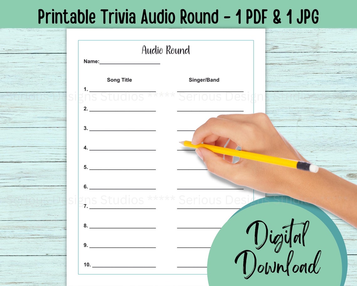 Trivia Answer Sheet, Printable Audio Round, Printable Trivia Sheet ...