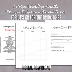 DJ Wedding Template, Fillable Wedding Form, Printable PDF, Digital ...