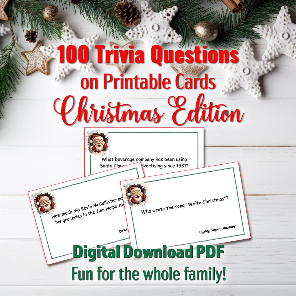 Family Christmas Trivia, 100 Christmas Questions, Printable Trivia ...