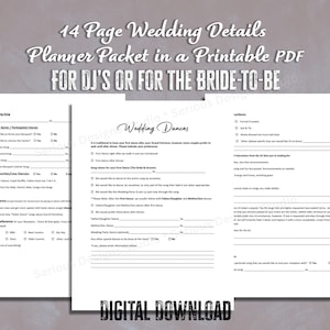 DJ Wedding Form, Printable Planner for DJ, Wedding Dj Form, Wedding ...