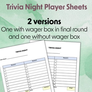Trivia Answer Sheet, Printable PDF, 4 Rounds of 10 Questions, Blank ...