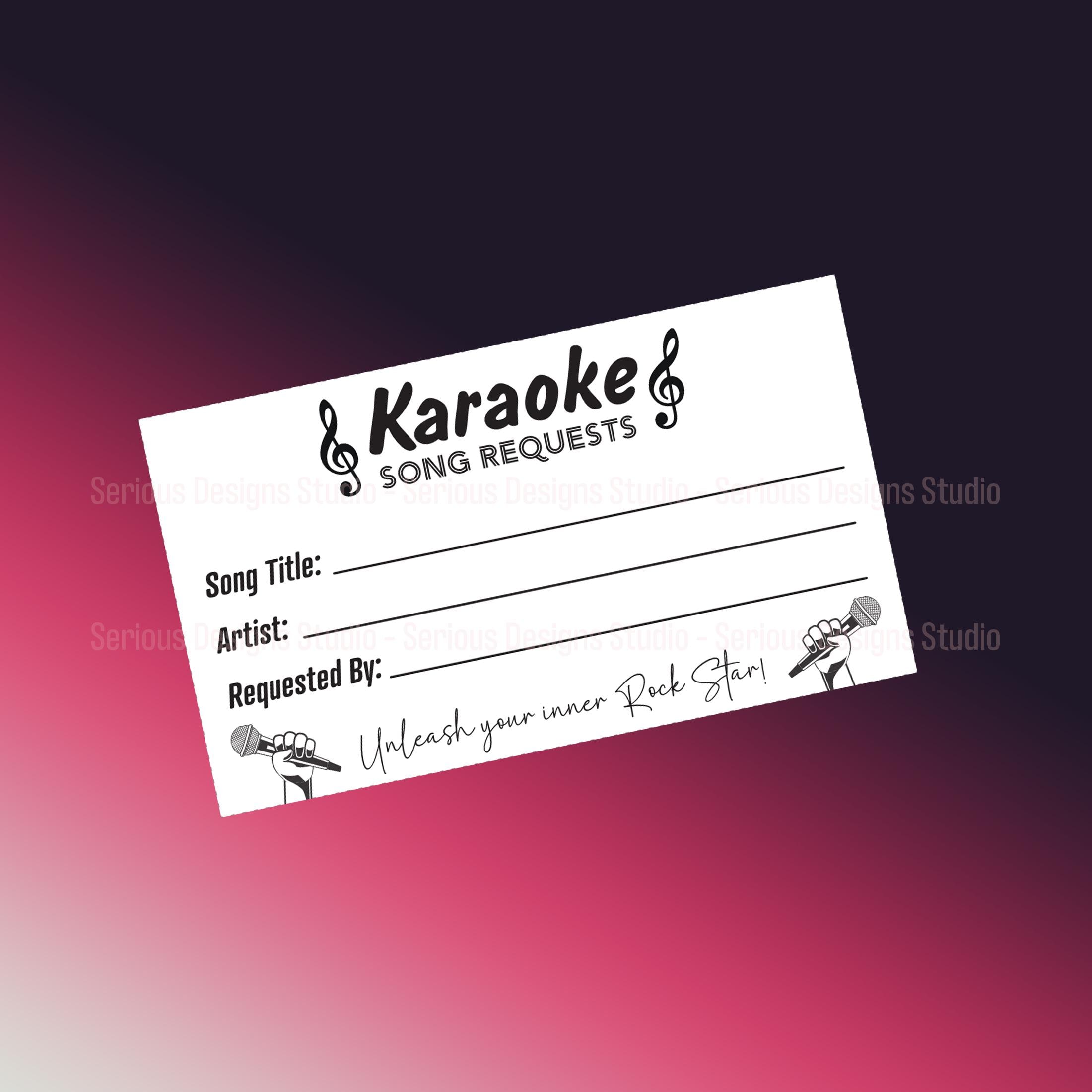 Karaoke Slips, Printable Karaoke Song Request Cards, Digital PDF for ...