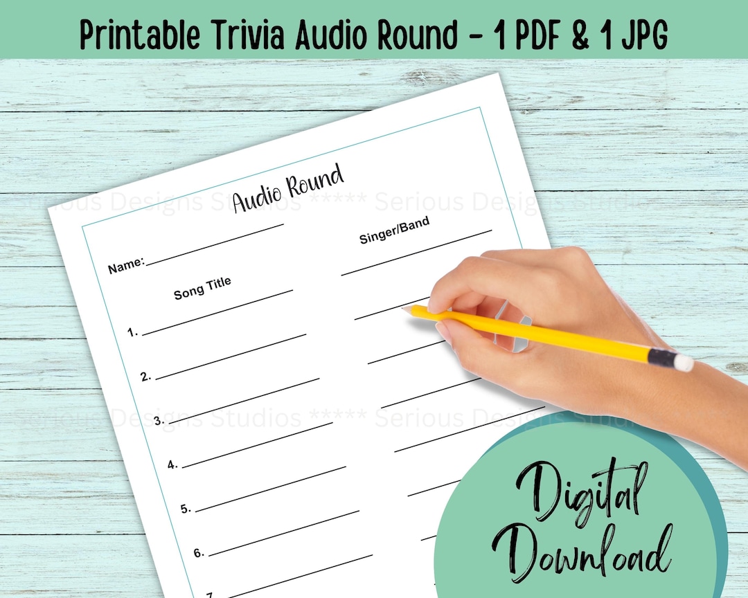 Trivia Answer Sheet, Printable Audio Round, Printable Trivia Sheet ...