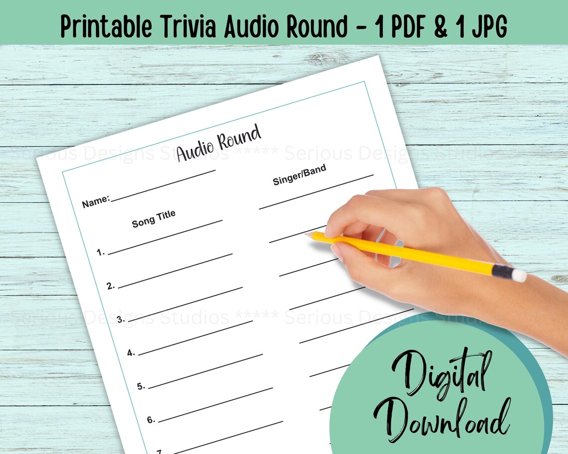 Trivia Answer Sheet, Printable Audio Round, Printable Trivia Sheet ...