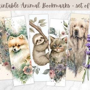Adorable Animal Bookmarks | Printable Watercolor Set | Perfect for ...