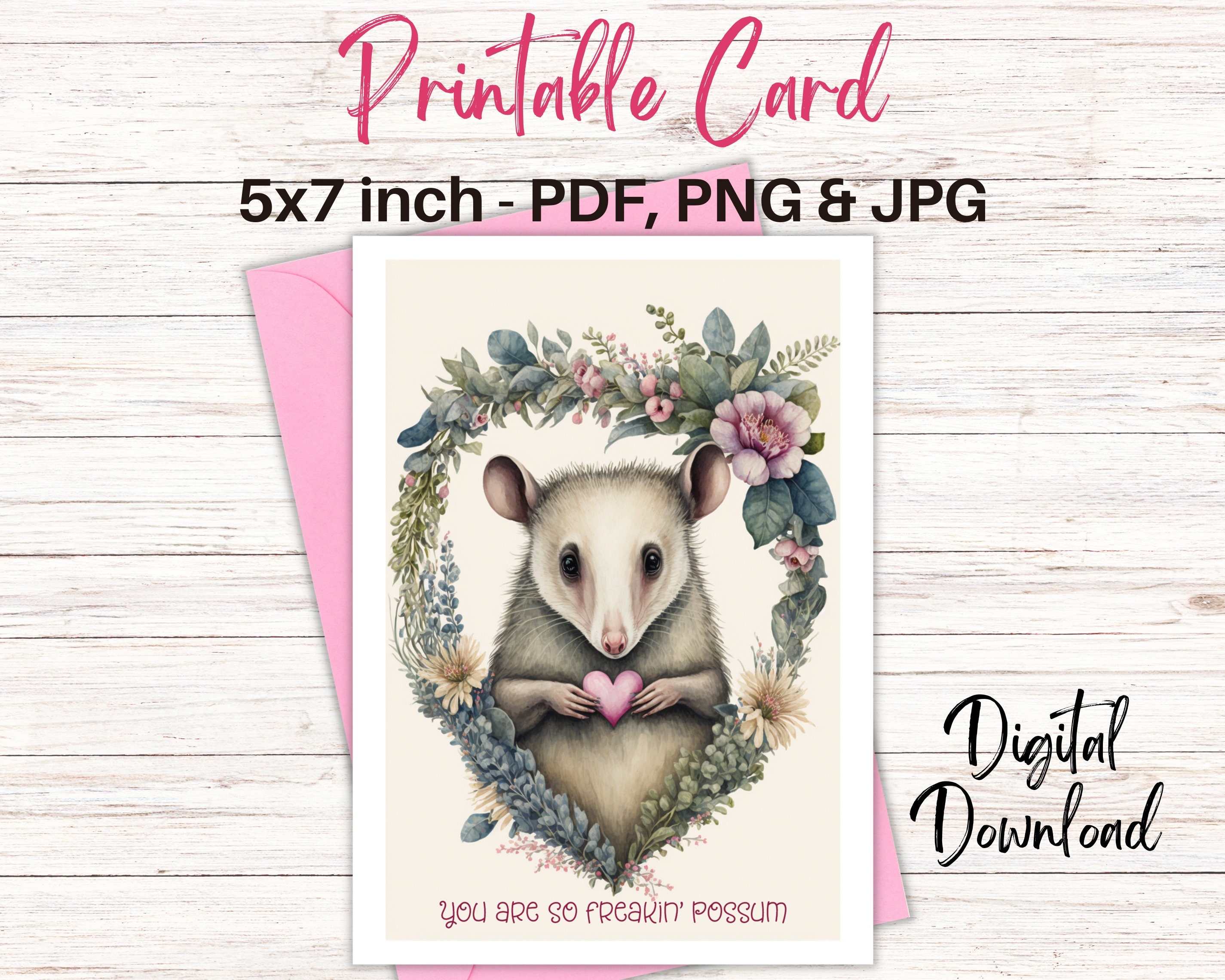 Possum Card, Printable Card for a Friend or Loved One, 5 X7, to Print ...