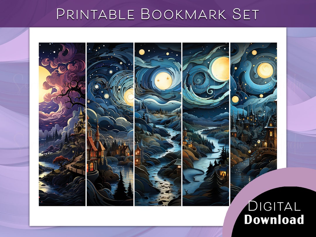 Whimsical Bookmarks, Starry Sky Printable Bookmarks, Magical Nights ...