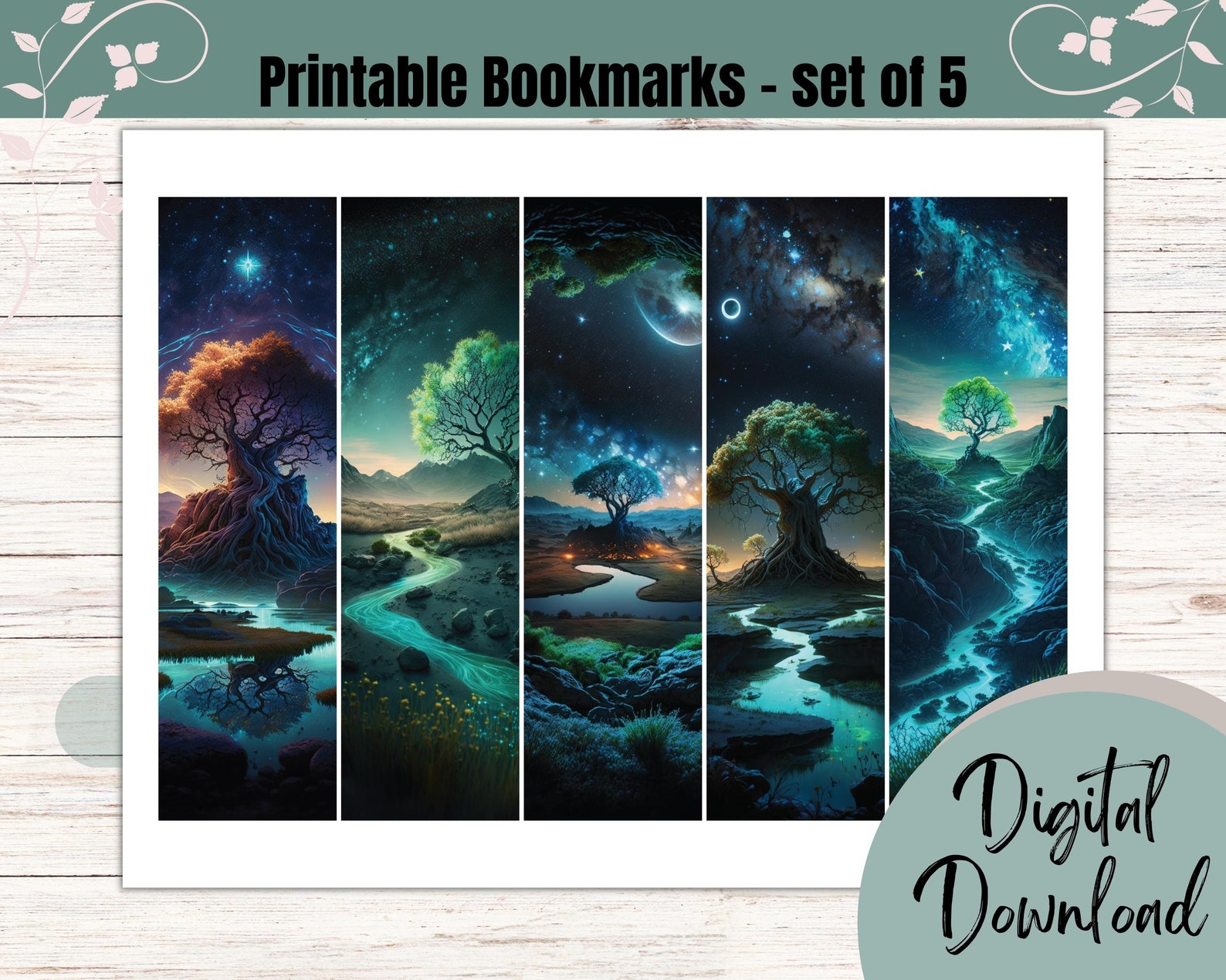 Tree of Life Bookmarks, Printable Bookmarks, Set of 5 Bookmarks ...