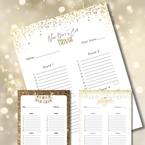 Trivia Player Sheets, New Year Theme Trivia, Printable Trivia Sheets ...