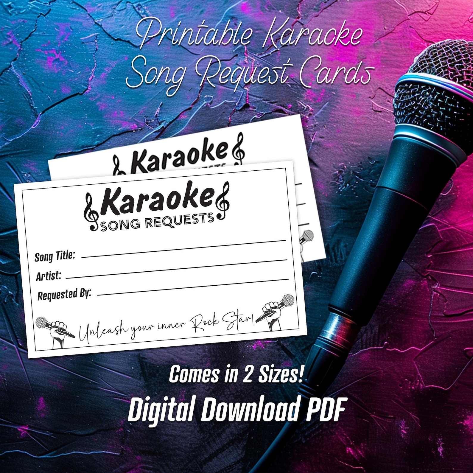 Karaoke Slips, Printable Karaoke Song Request Cards, Digital PDF for ...
