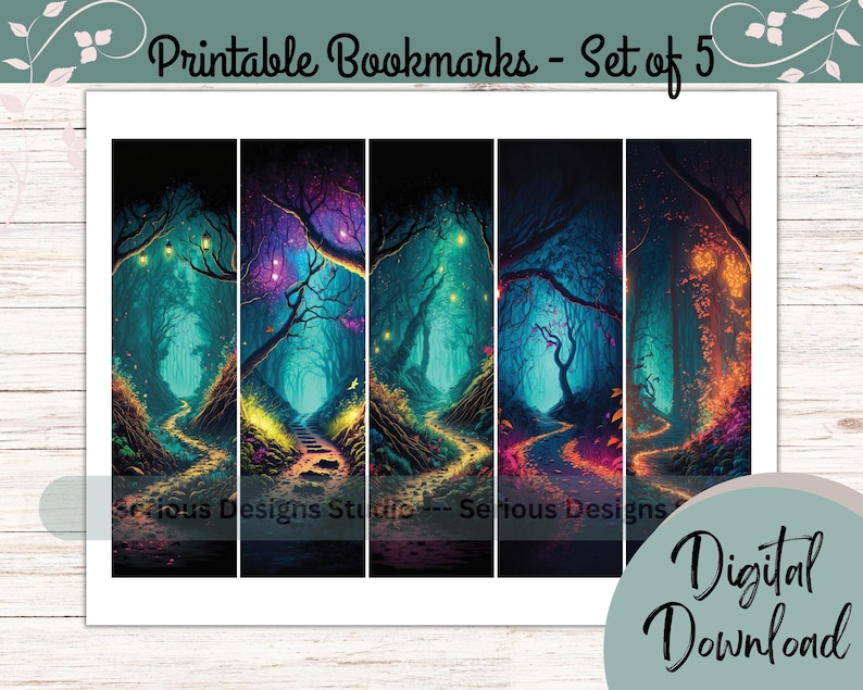 Enchanted Forest Bookmarks, Printable Bookmarks, Fantasy Bookmarks ...