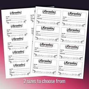 Karaoke Slips, Printable Karaoke Song Request Cards, Digital PDF for ...