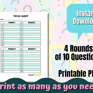 Buy Trivia Night Answer Sheet: 4 Rounds (printable PDF) Online in India ...