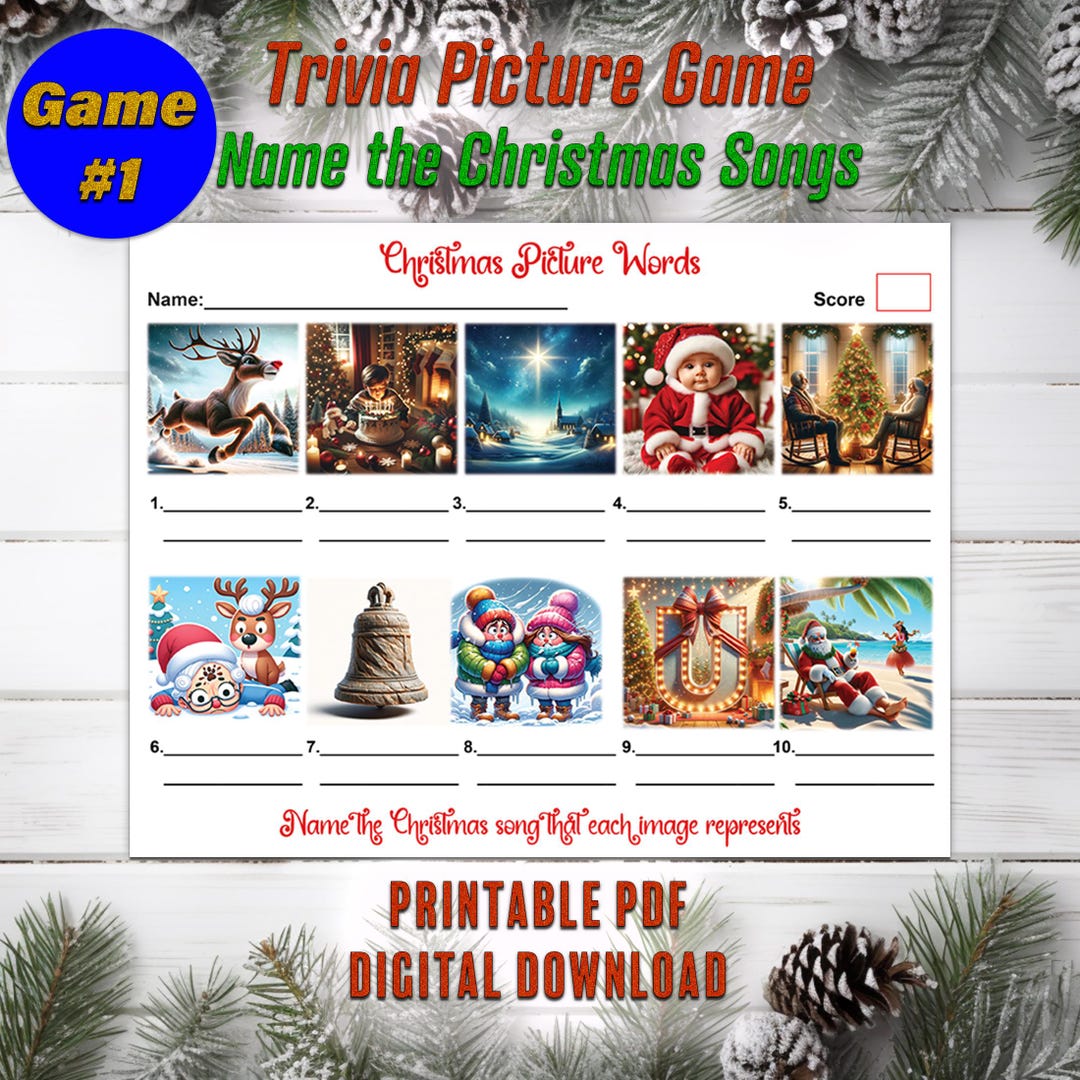 Family Christmas Game, Guess the Christmas Song, Printable Game PDF ...