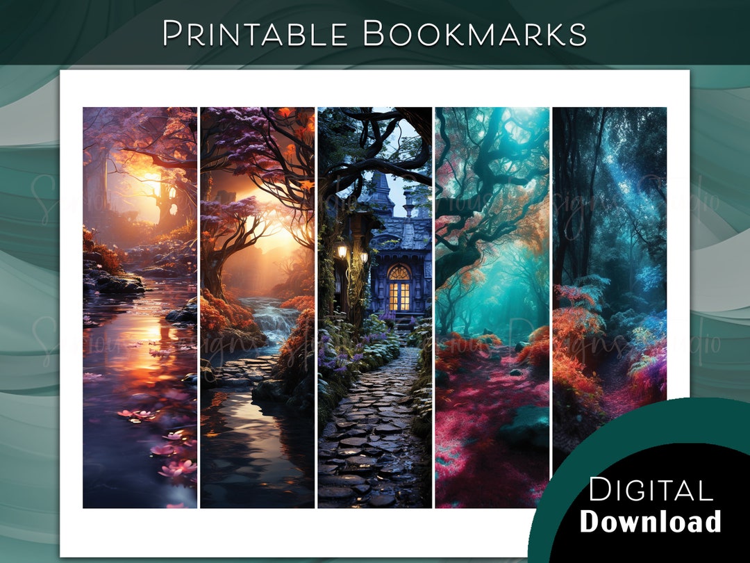Enchanted Forest Bookmarks: Moonlit Path Set (digital Download) - Etsy
