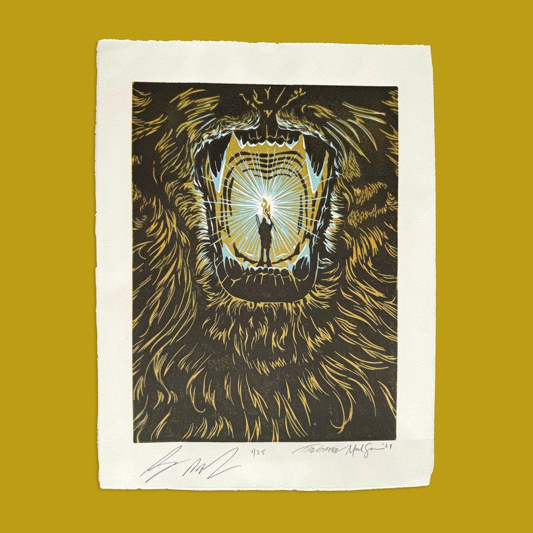 Game of Thrones Lion Linocut Print - Signed by George R. R. Martin - Etsy