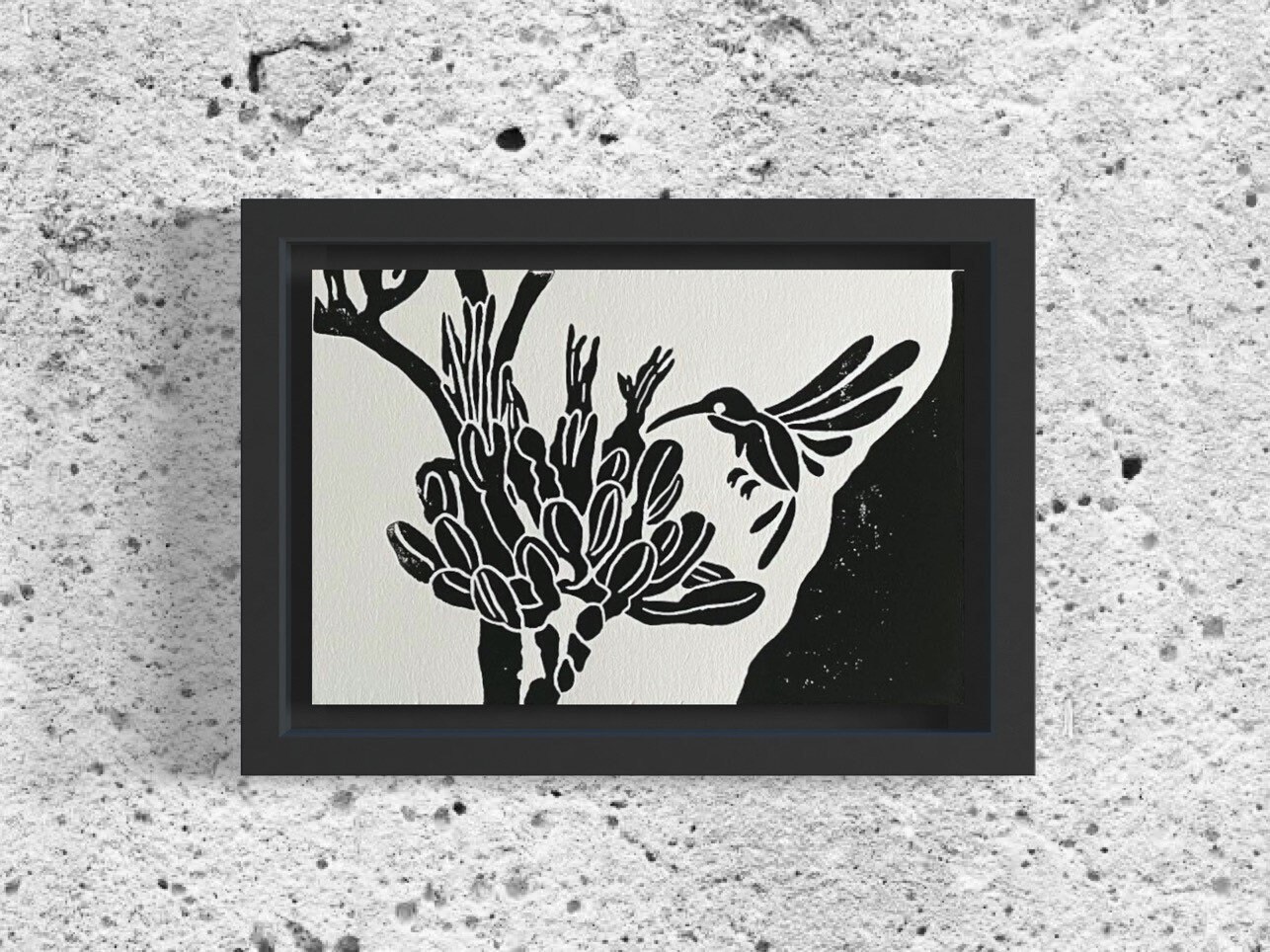 Desert Hummingbird Linocut Print 4x6 Inch print Size - Etsy