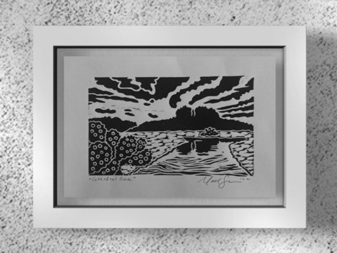 Cathedral Rock Linocut Print - Etsy