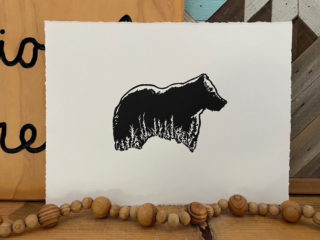 Bear Original Linocut Print - Etsy