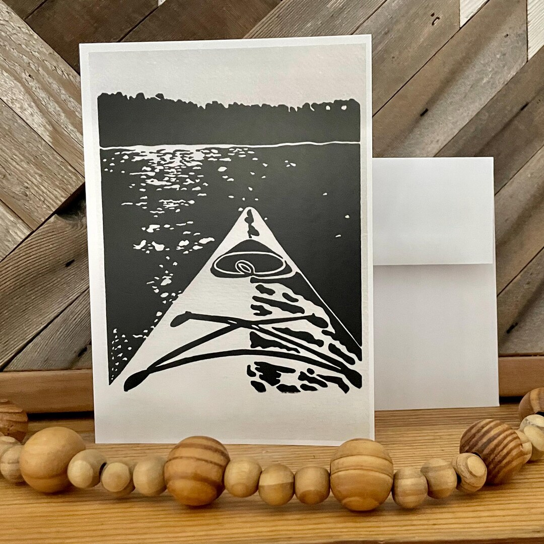 Sunlit Kayak 5x7 Cards (reproduction From an Original Linocut Print) - Etsy