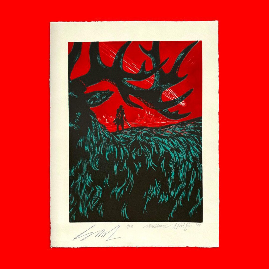 Game of Thrones Stag Linocut Print - Signed by George R. R. Martin - Etsy