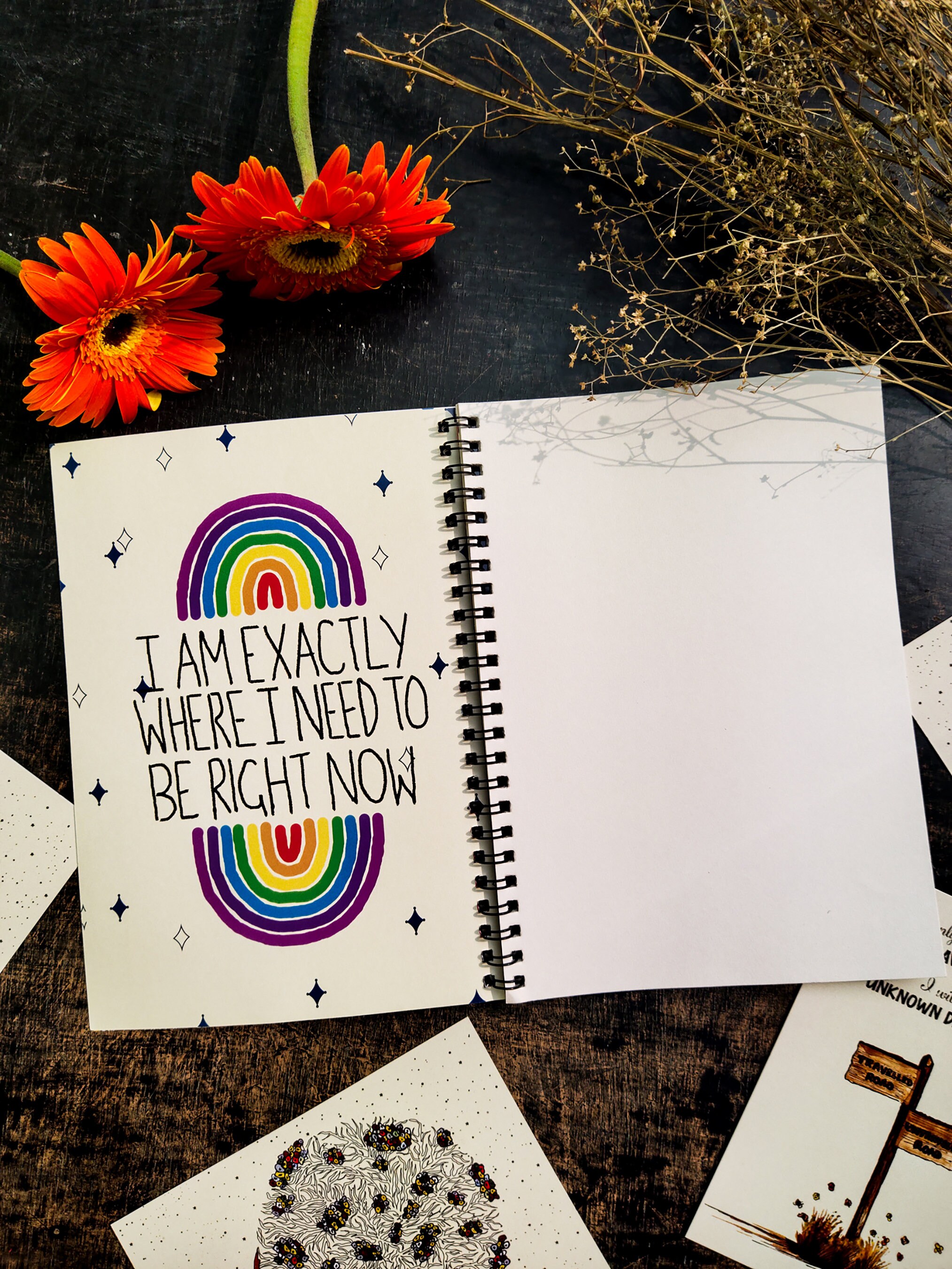 Florals Positive Quotes Notebook with Blank Pages and Spiral | Etsy