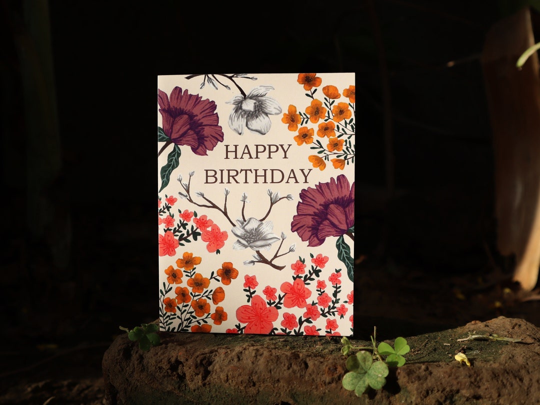 Happy Birthday Greeting Cards A6 Spring Florals Gift Cards Vintage ...