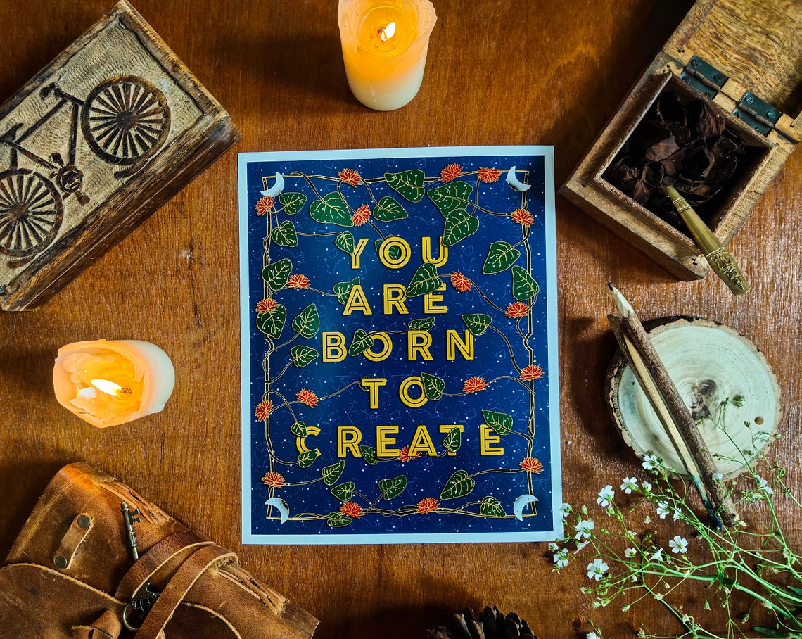 Born to Create Motivational Quote Poster Encouragement Gift | Etsy