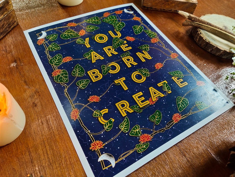 Born to Create Motivational Quote Poster Encouragement Gift | Etsy