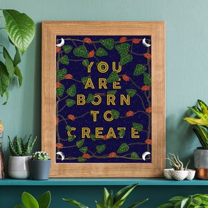 Born to Create Motivational Quote Poster Encouragement Gift - Etsy