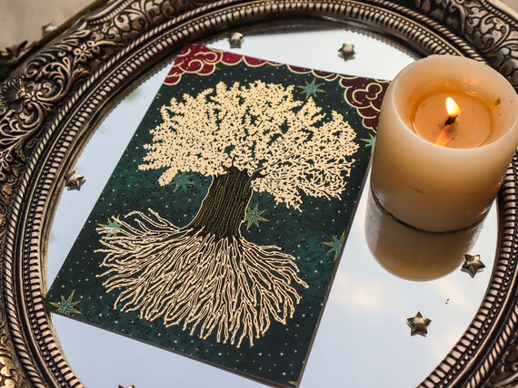 Tree of Life Mystical Gold Foil Postcard for Nature Lovers - Etsy