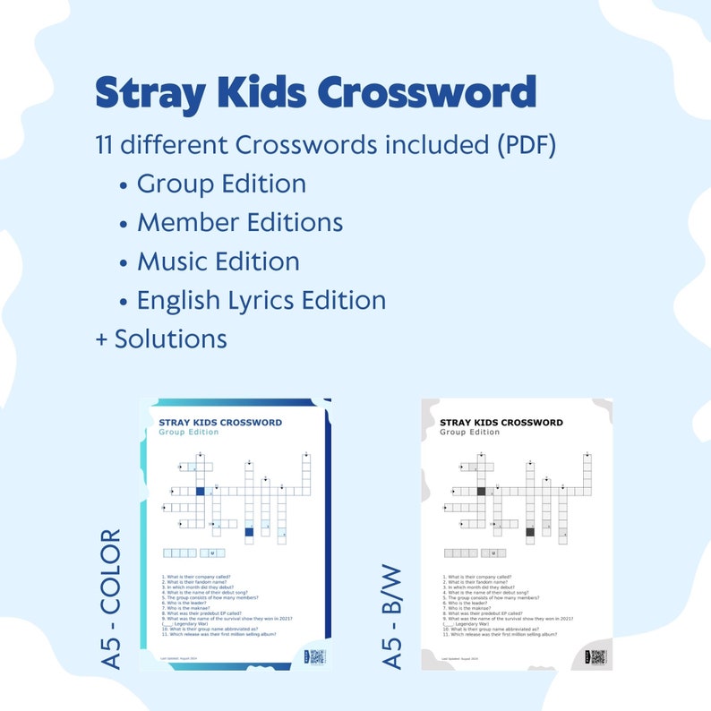 Stray Kids Game | K-pop Crossword | Digital Download | Birthday ...