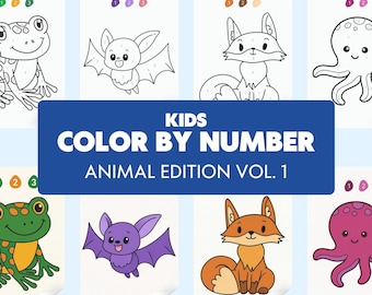 Animal Color by Number Pages for Kids – Printable PDF & JPEG – Fun ...
