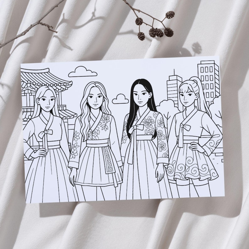 35 K-pop Fashion-concept Coloring Pages – Digital Download for K-pop ...